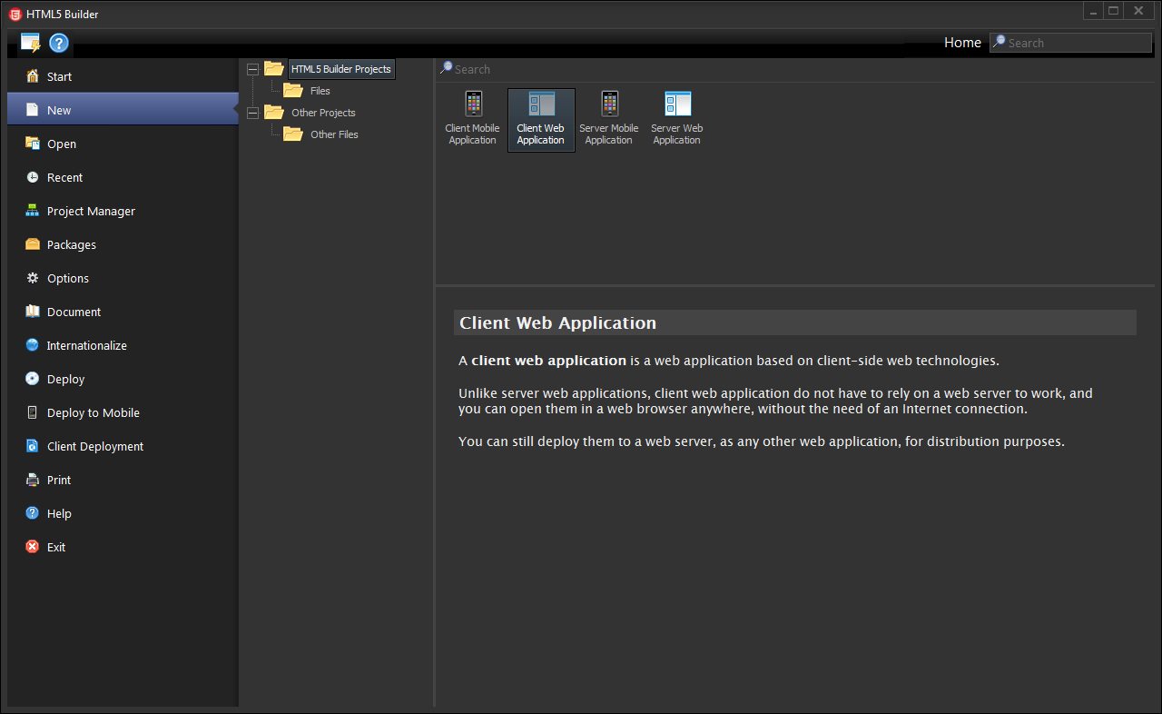 Client Web Hello World - HTML5 Builder