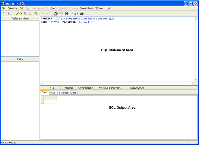 IBConsole を使用した SQL の実行 - InterBase