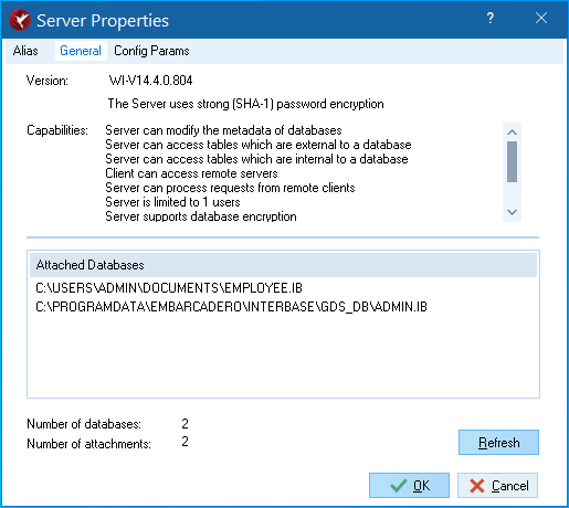 Configuring Server Properties - InterBase