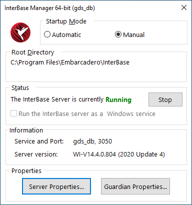 InterBase クイック スタート：Part I - InterBase Server の起動 - InterBase