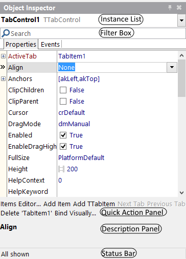 About the Object Inspector - RAD Studio