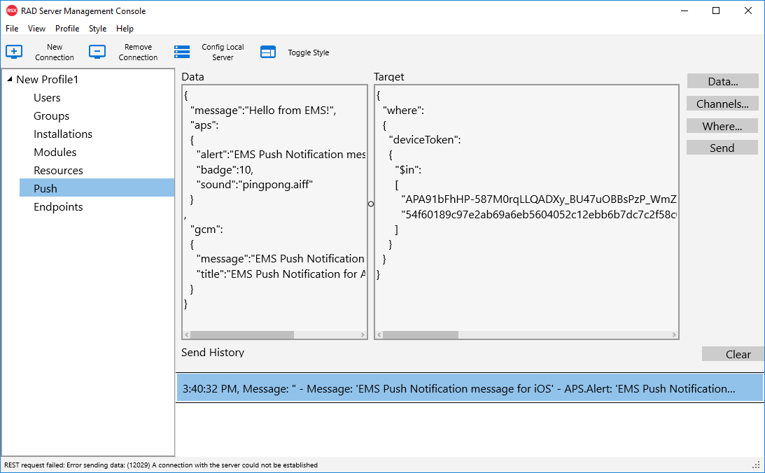 RAD Server Push Notification UI - RAD Studio