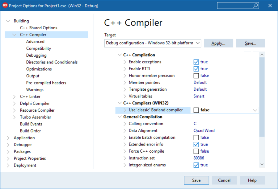 Win32 Clang-enhanced Compilers - RAD Studio