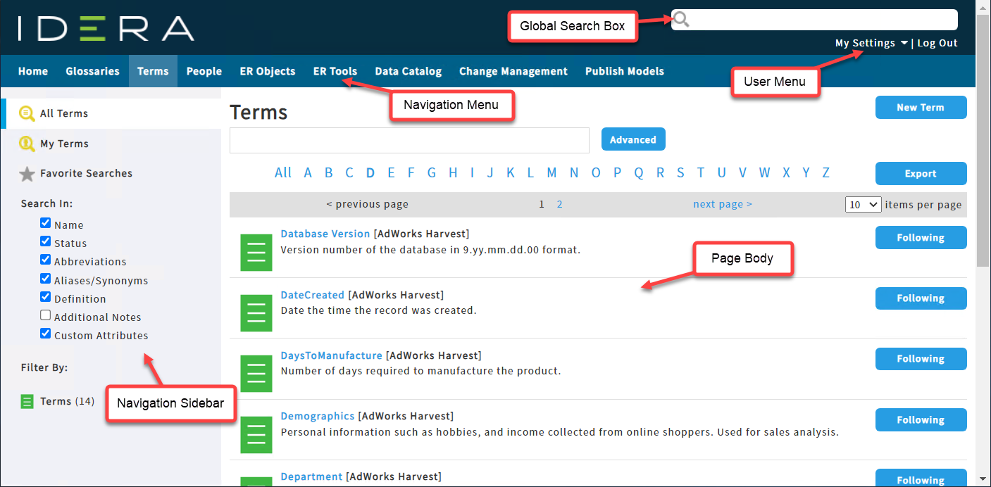 Overview of the User Interface - TeamServer ER/Studio