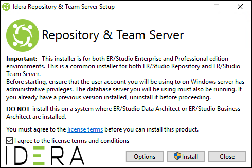 Install or Upgrade Team Server and Repository - TeamServer ER/Studio